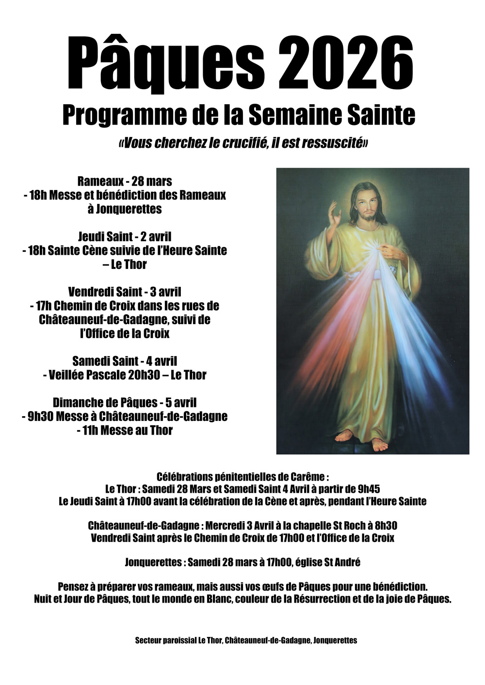 Programme de la Semaine Sainte - Pâques 2026 – Diocèse d'Avignon